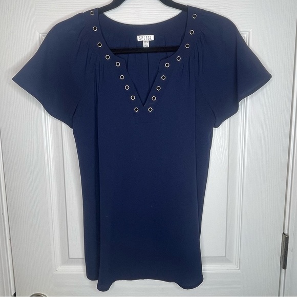 Spense | Tops | Spense Navy Blouse | Poshmark